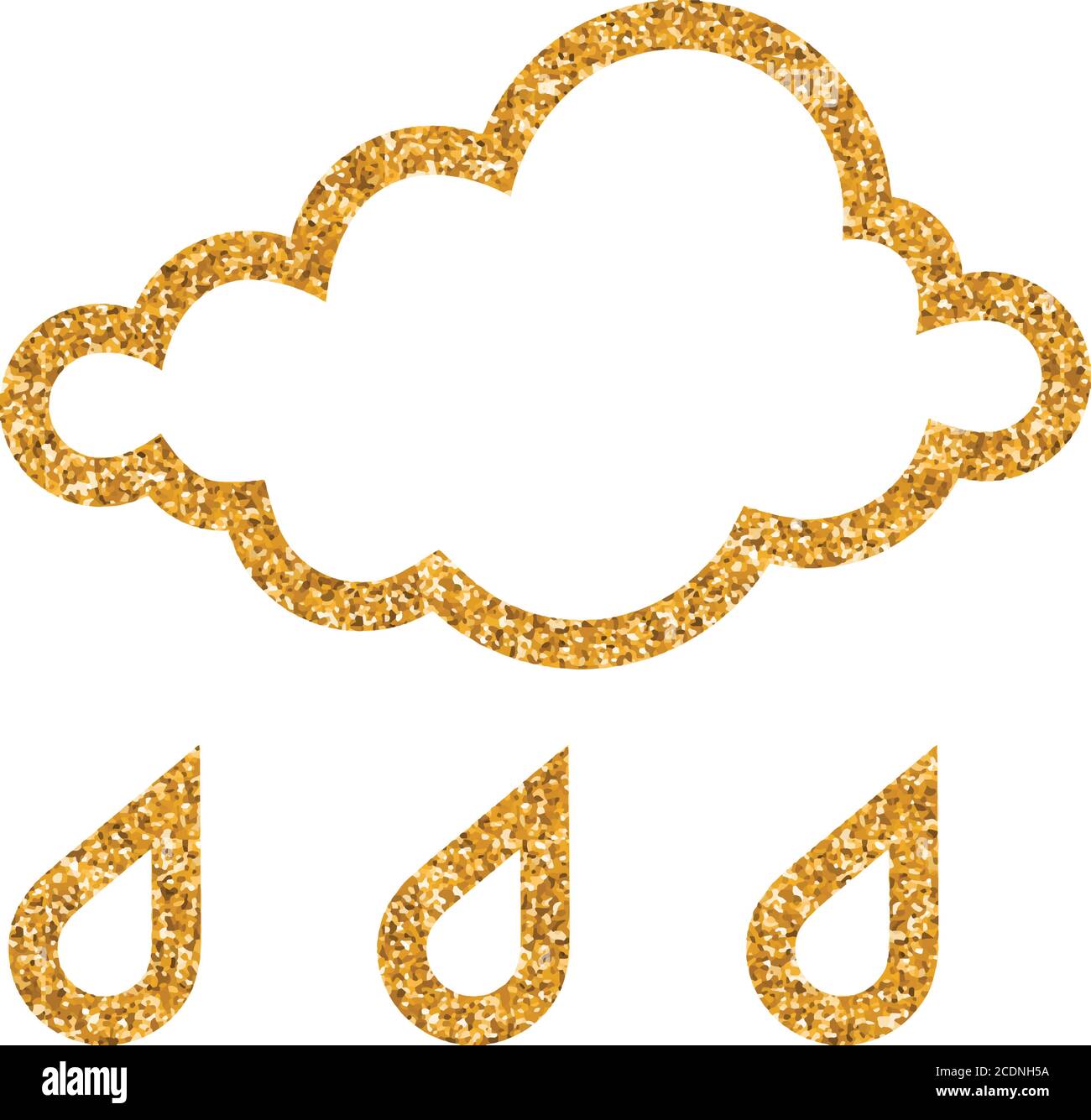 Rainy icon in gold glitter texture. Sparkle luxury style vector ...