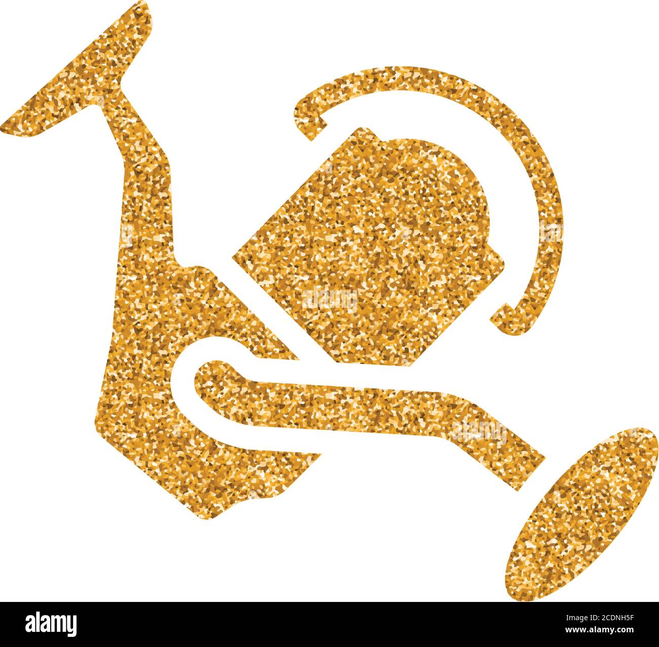 Fishing reel icon in gold glitter texture. Sparkle luxury style vector ...