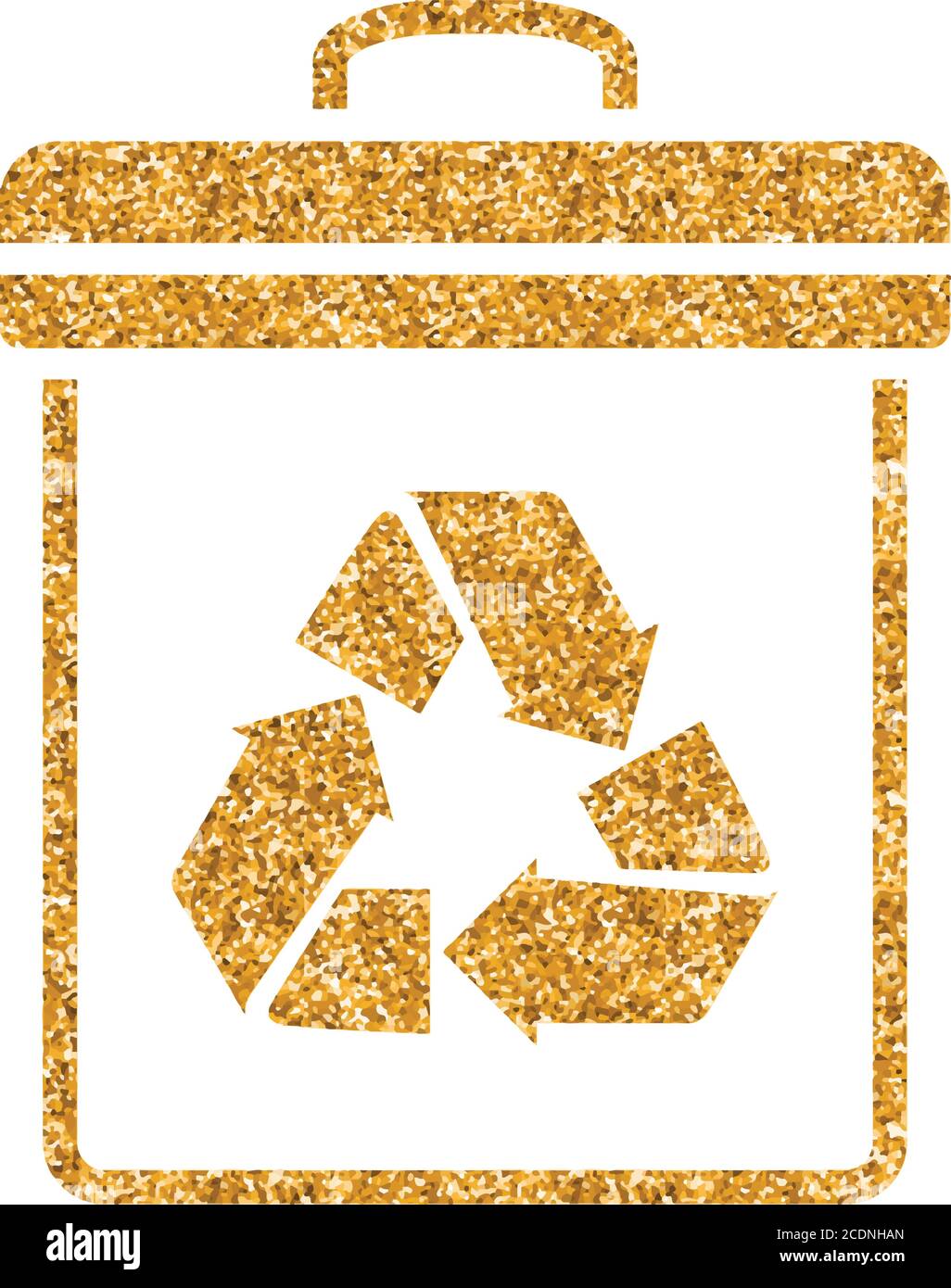 Recycle trash can icon in gold glitter texture. Sparkle luxury style ...