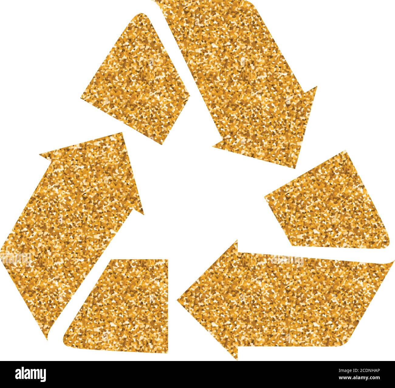 Recycle symbol icon in gold glitter texture. Sparkle luxury style ...
