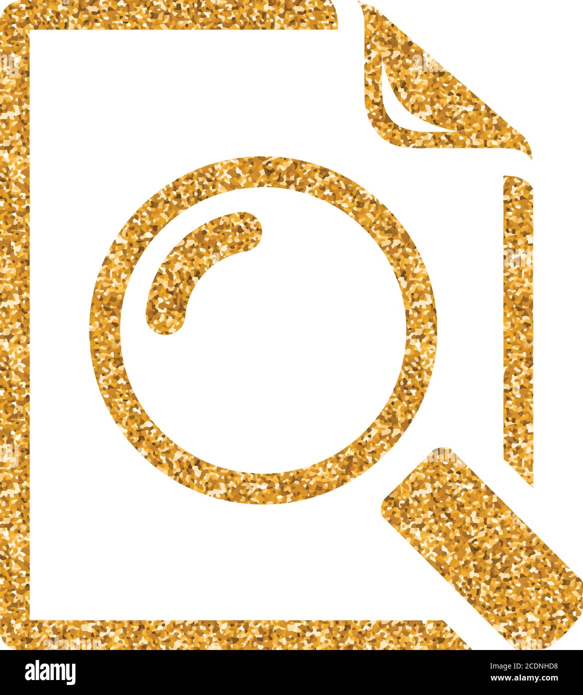 Magnifier Icon In Gold Glitter Texture Sparkle Luxury Style Vector