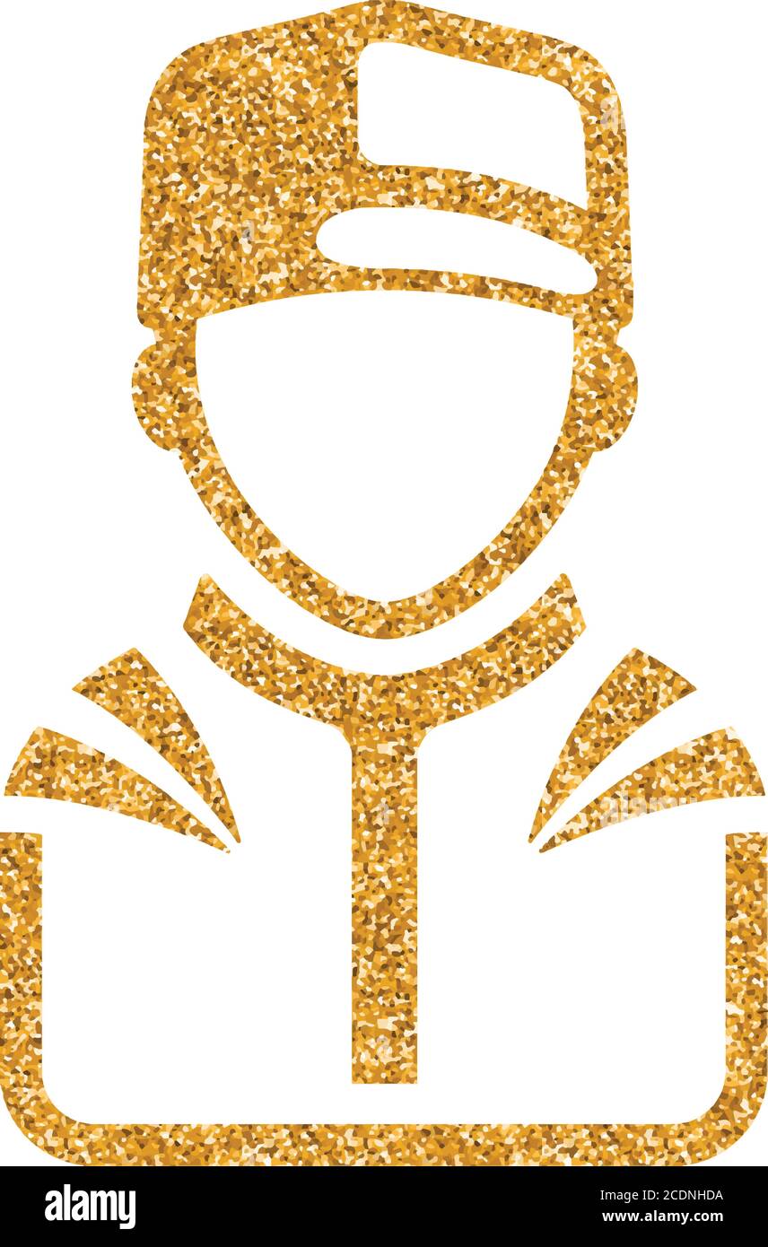 Racer avatar icon in gold glitter texture. Sparkle luxury style vector ...