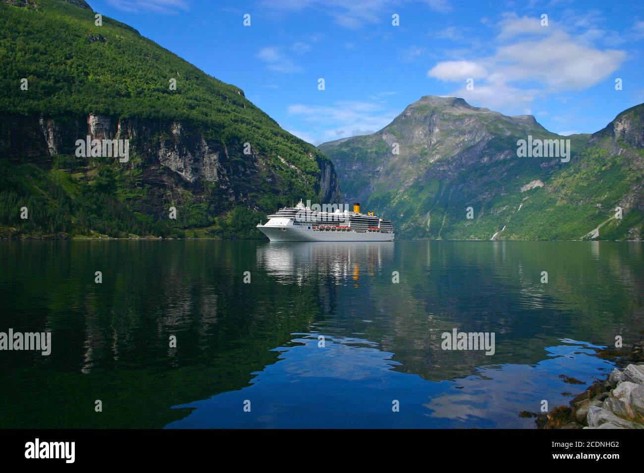 Cruise Ship Geiranger Fjord - Horizontal Stock Photo - Alamy