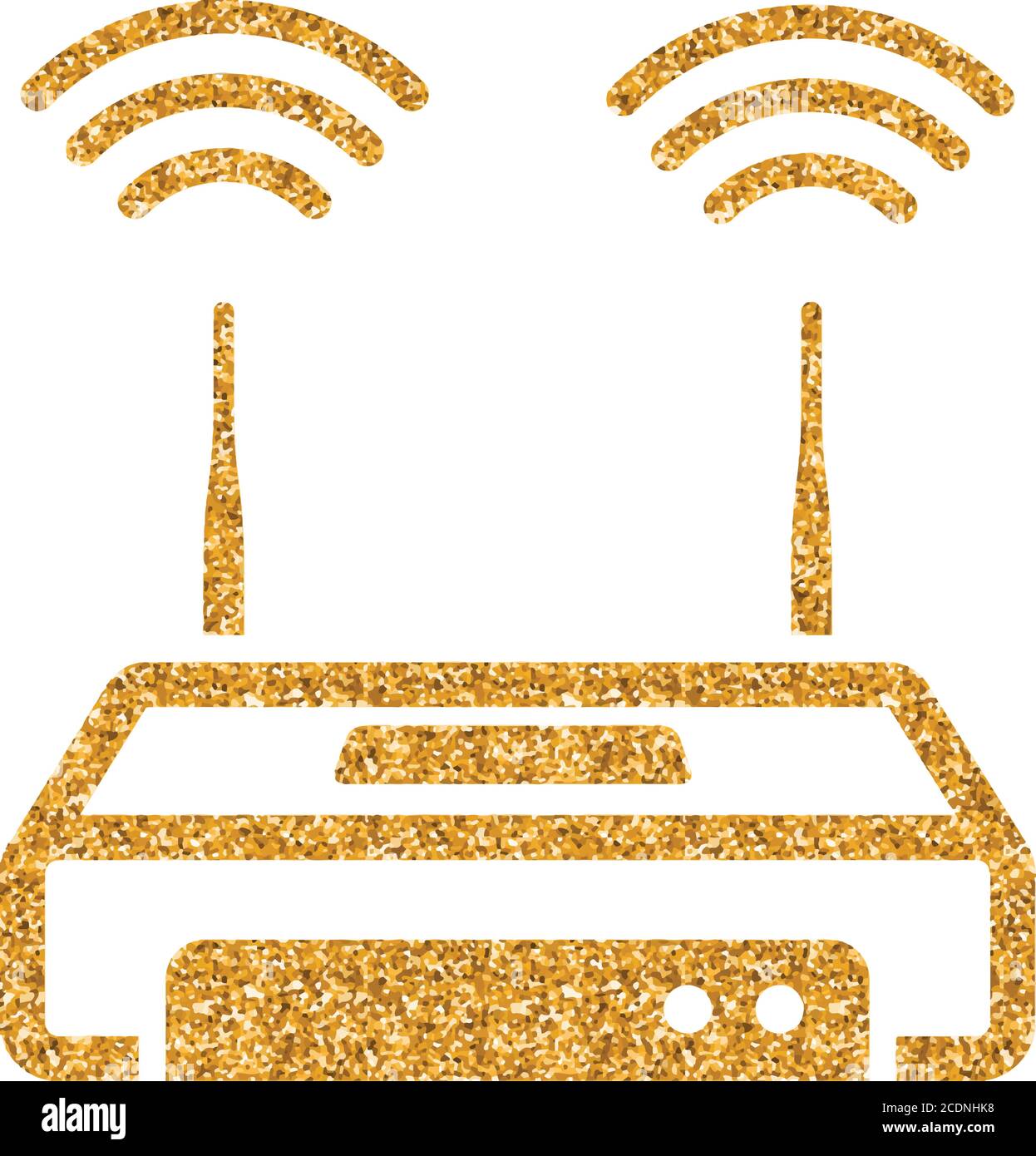 Internet router icon in gold glitter texture. Sparkle luxury style ...