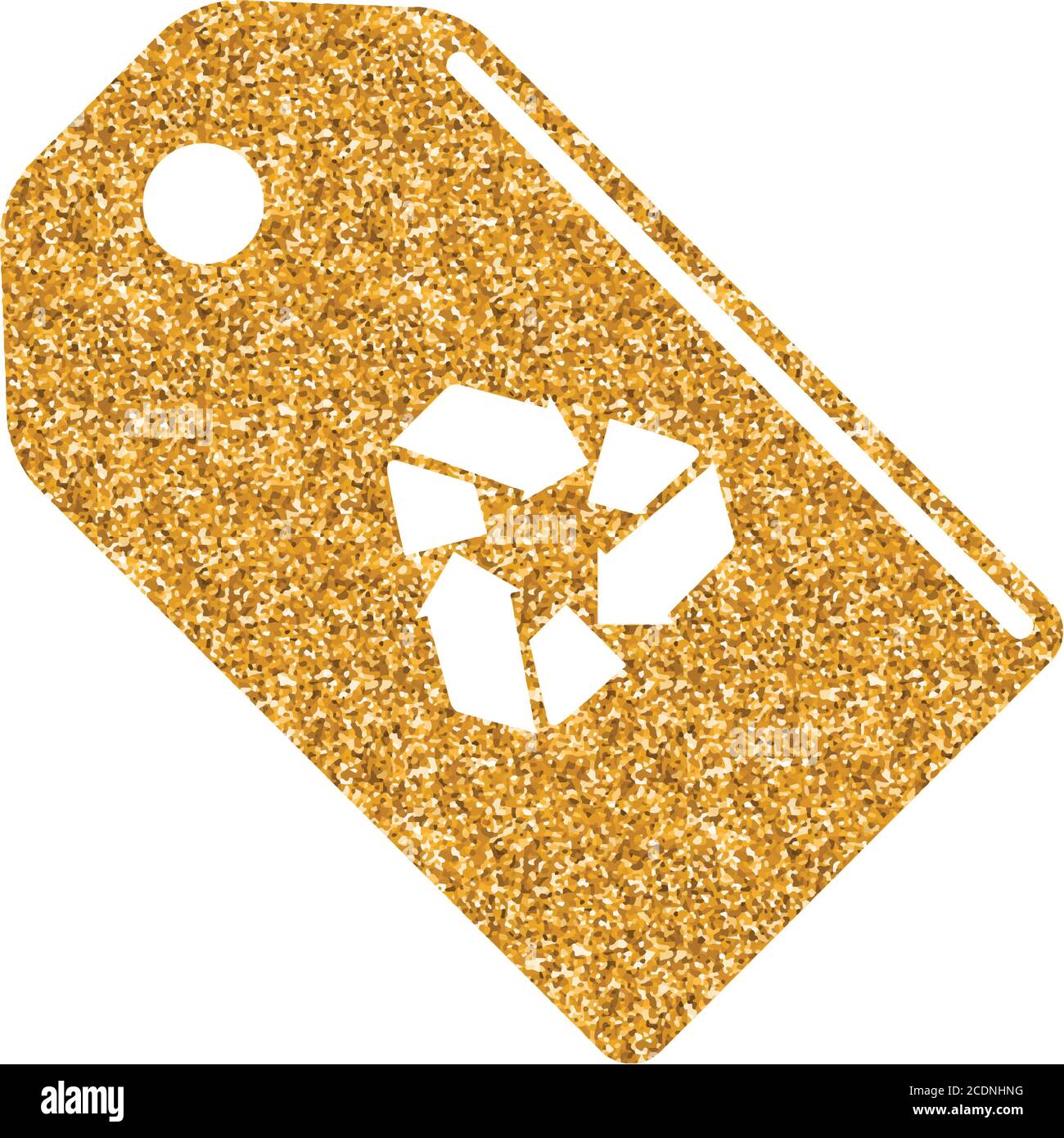 Recycle label icon in gold glitter texture. Sparkle luxury style vector ...