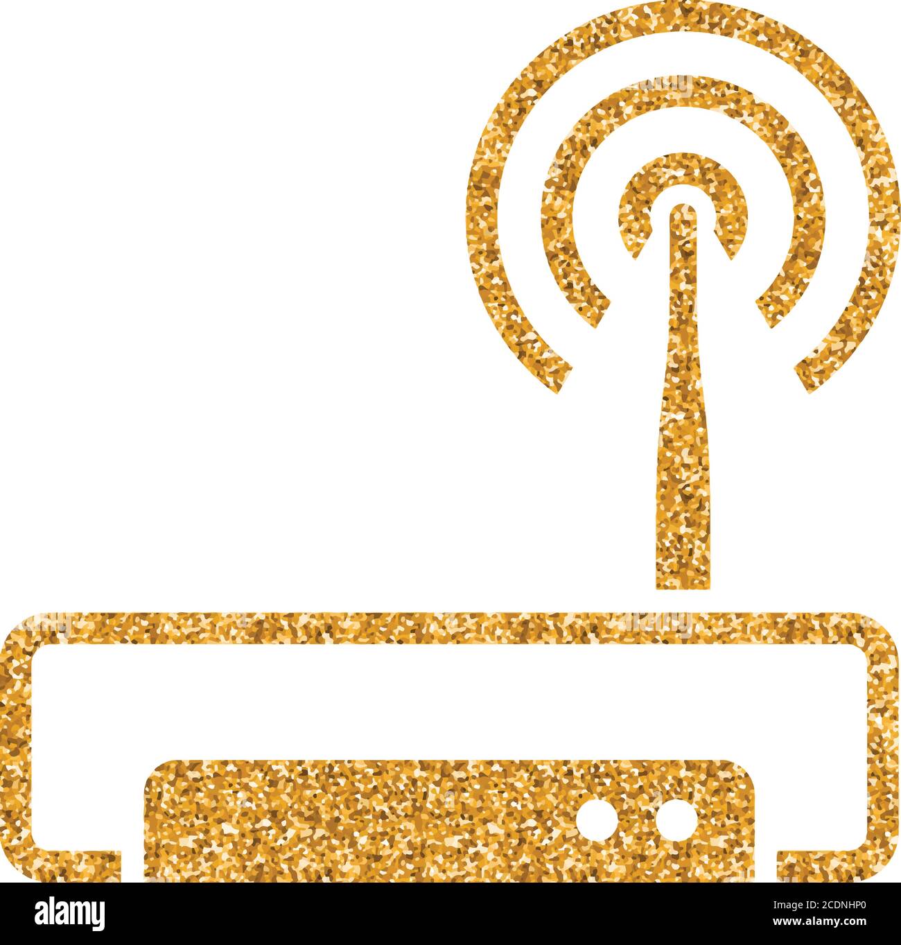 Router icon in gold glitter texture. Sparkle luxury style vector ...