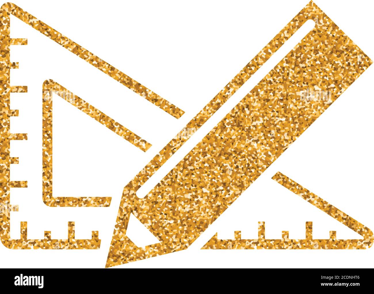 Pencil and ruler icon in gold glitter texture. Sparkle luxury style ...