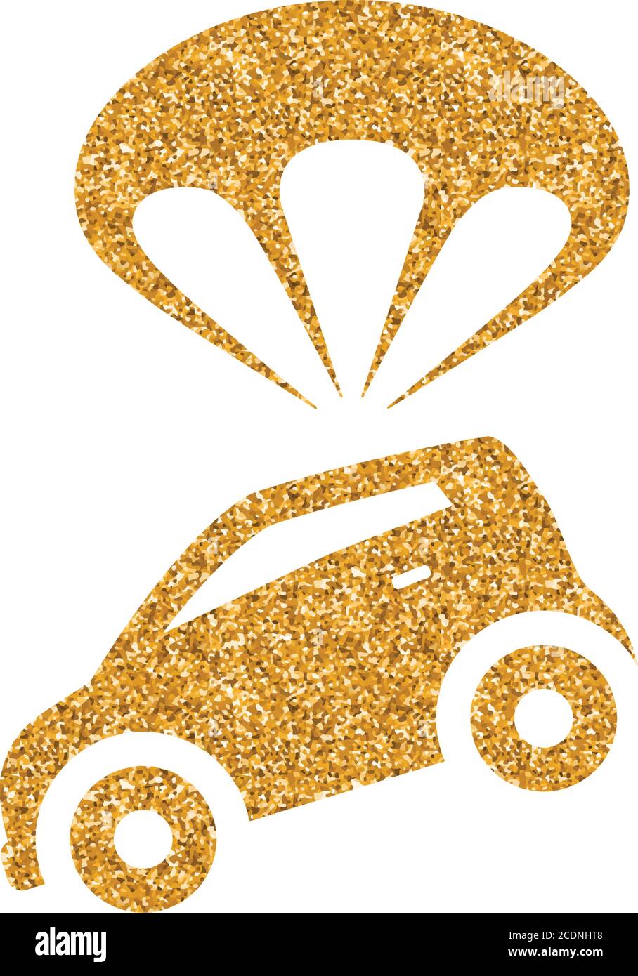 Car parachute icon in gold glitter texture. Sparkle luxury style vector ...