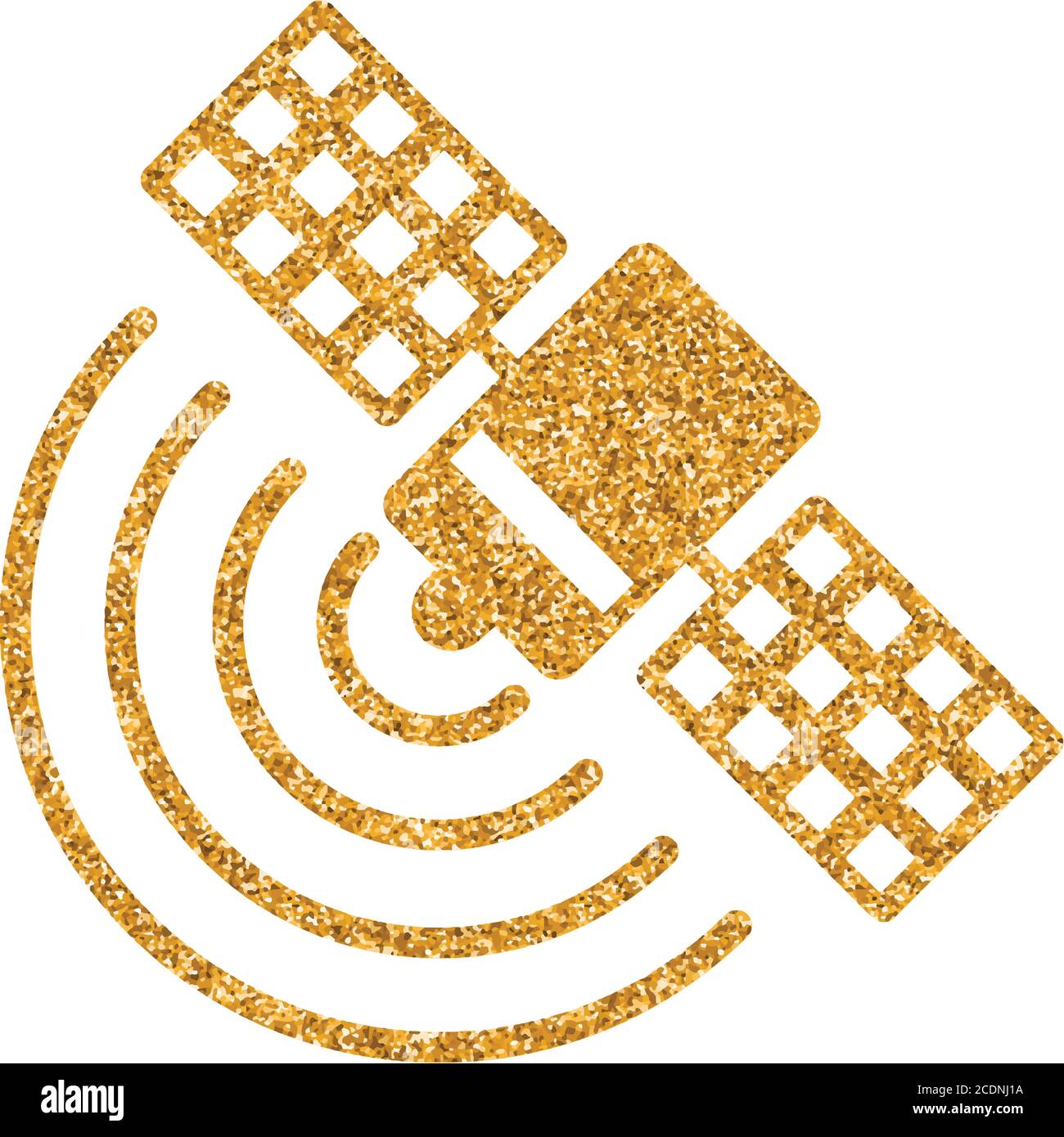 Satellite receiver icon in gold glitter texture. Sparkle luxury style ...
