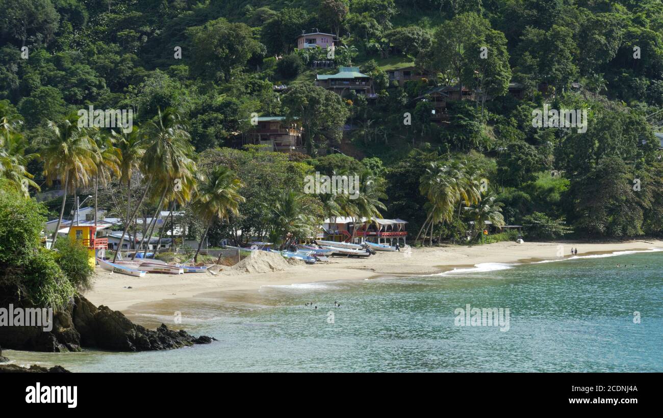 Caribbean dream beach in Castara on the island of Tobago Stock Photo ...