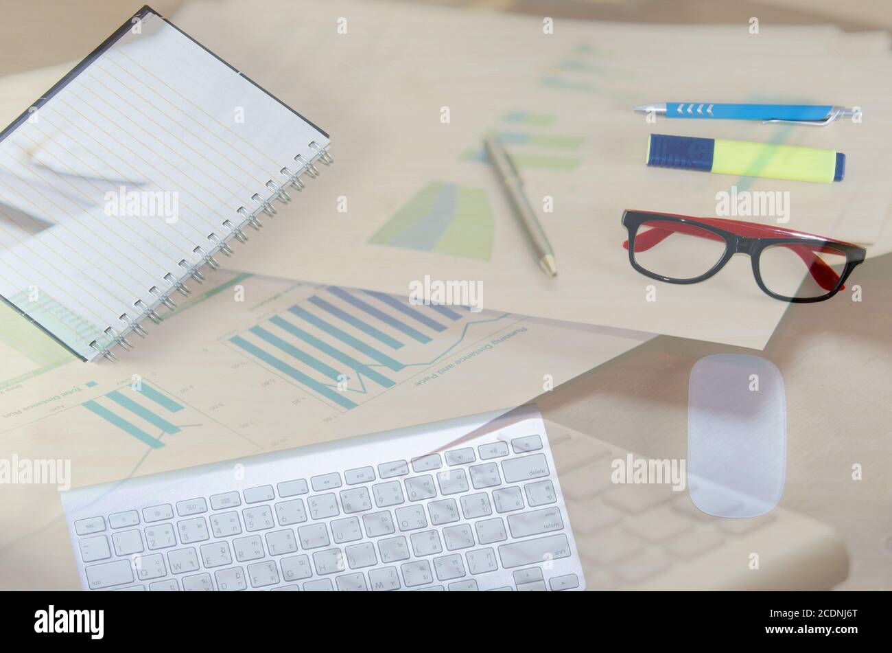 Report on work desk Stock Photo - Alamy