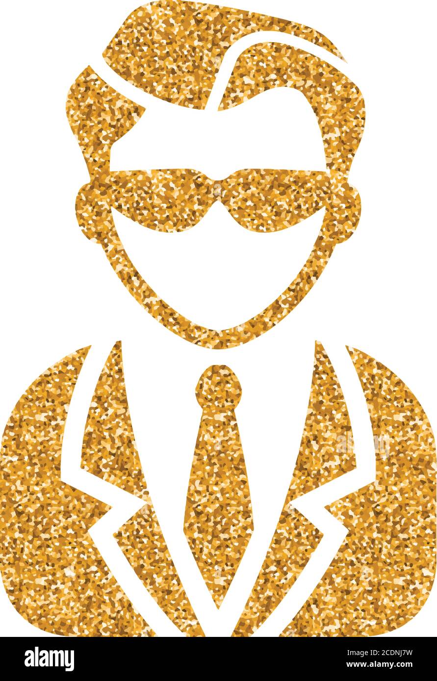 Businessman icon in gold glitter texture. Sparkle luxury style vector ...
