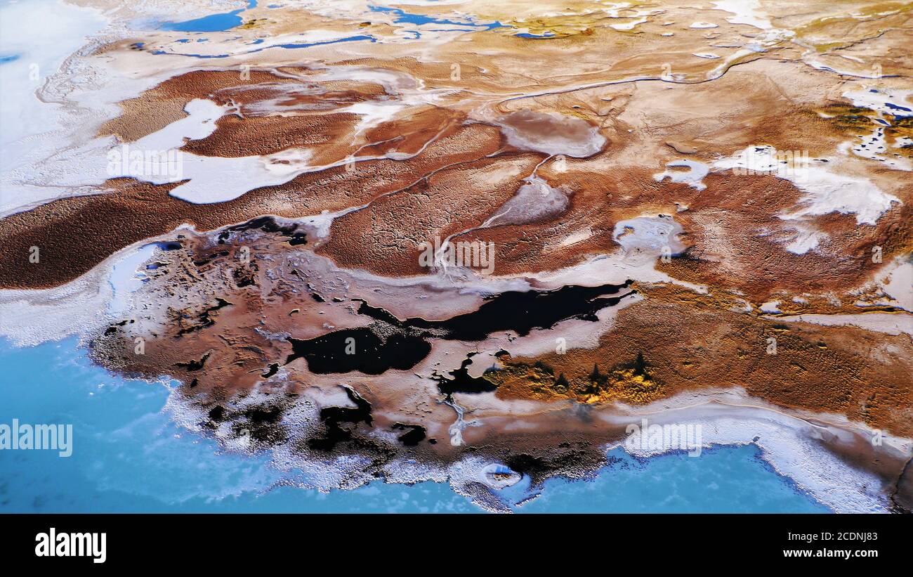 Wonderful play of colors in the salt lagoon in the Atacama Desert ...