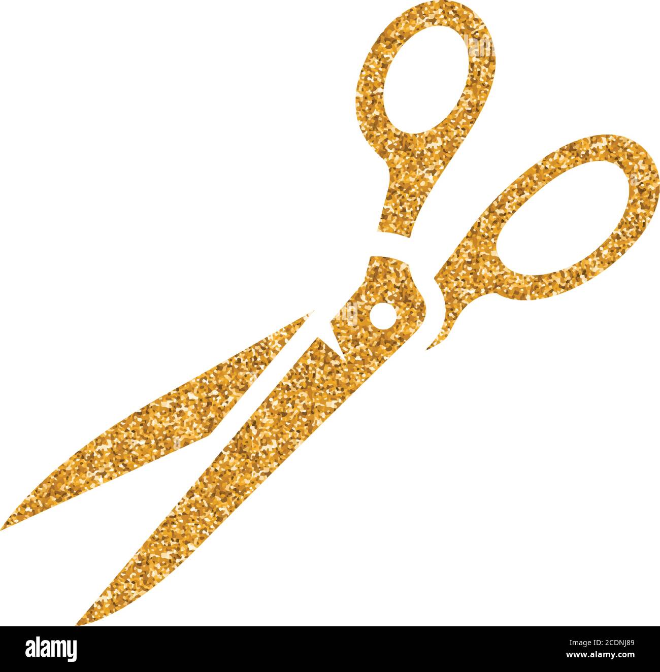 Scissor icon in gold glitter texture. Sparkle luxury style vector ...