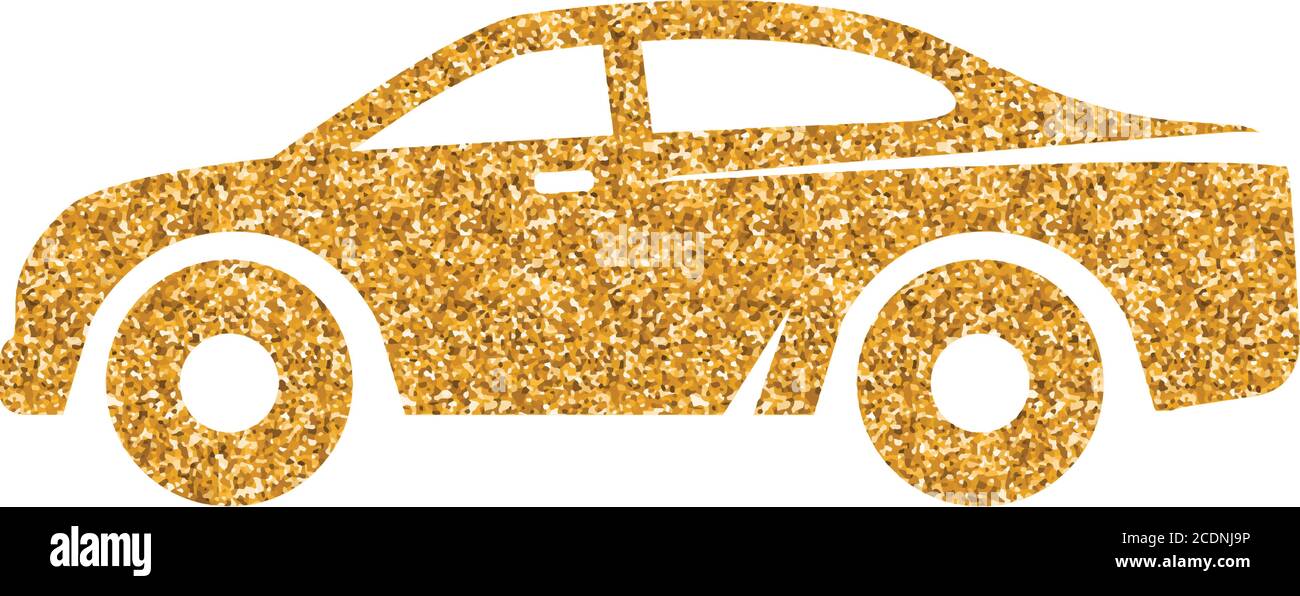 Car icon in gold glitter texture. Sparkle luxury style vector ...
