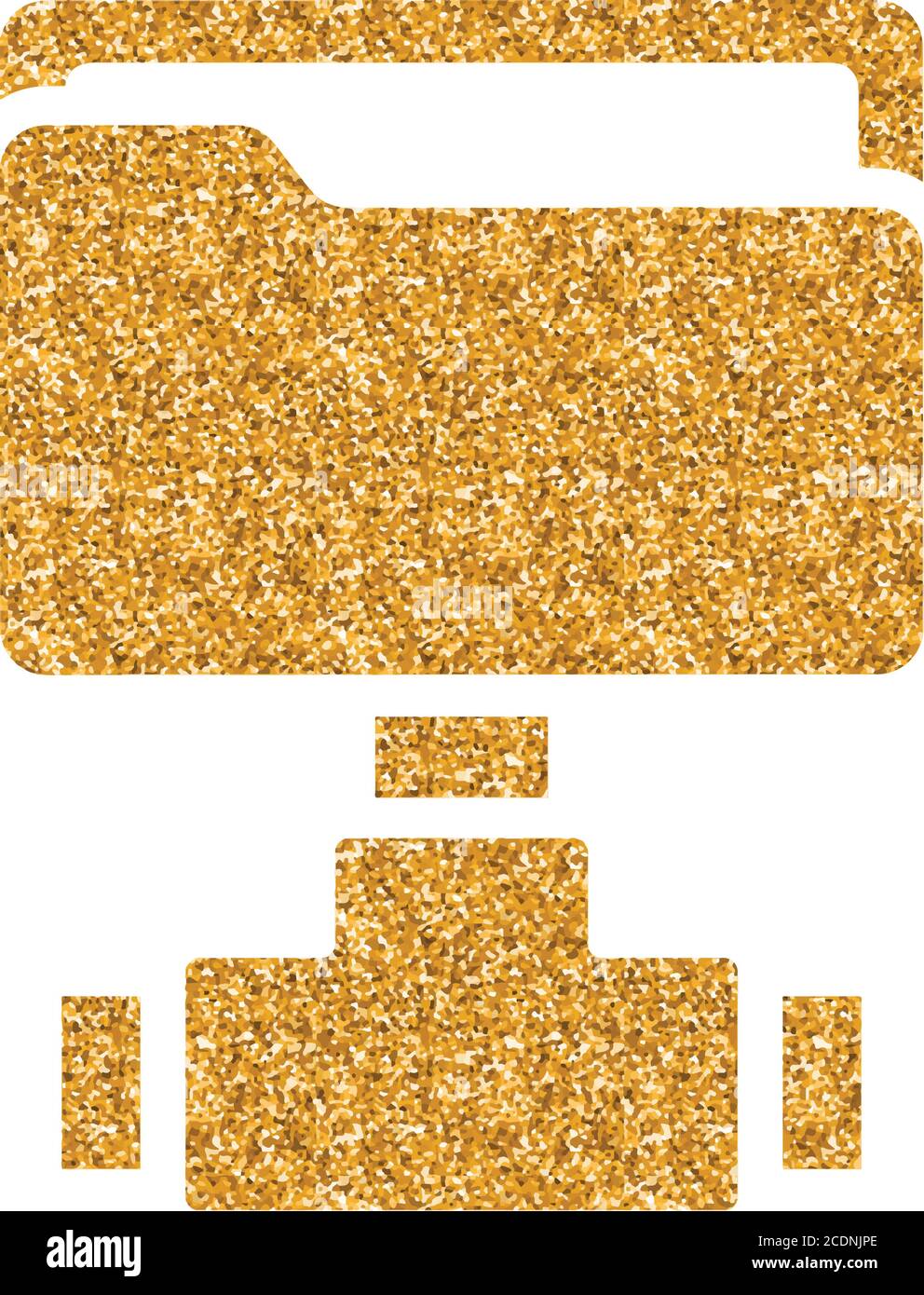 Shared folder icon in gold glitter texture. Sparkle luxury style vector ...