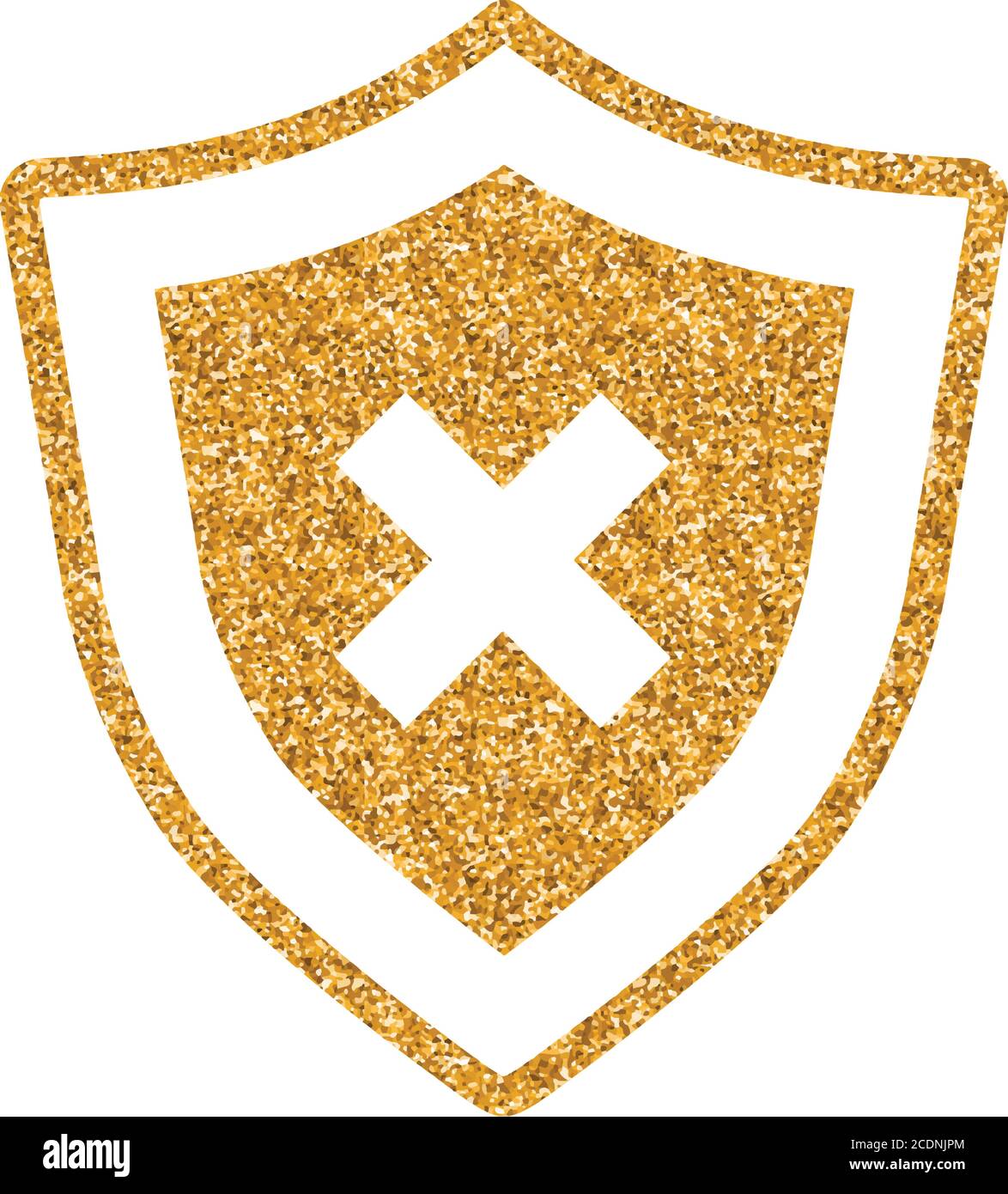 Shield icon in gold glitter texture. Sparkle luxury style vector ...