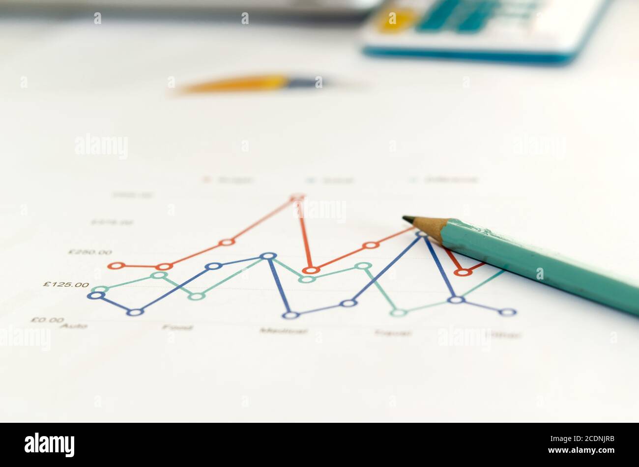 Pencil and graph Stock Photo - Alamy