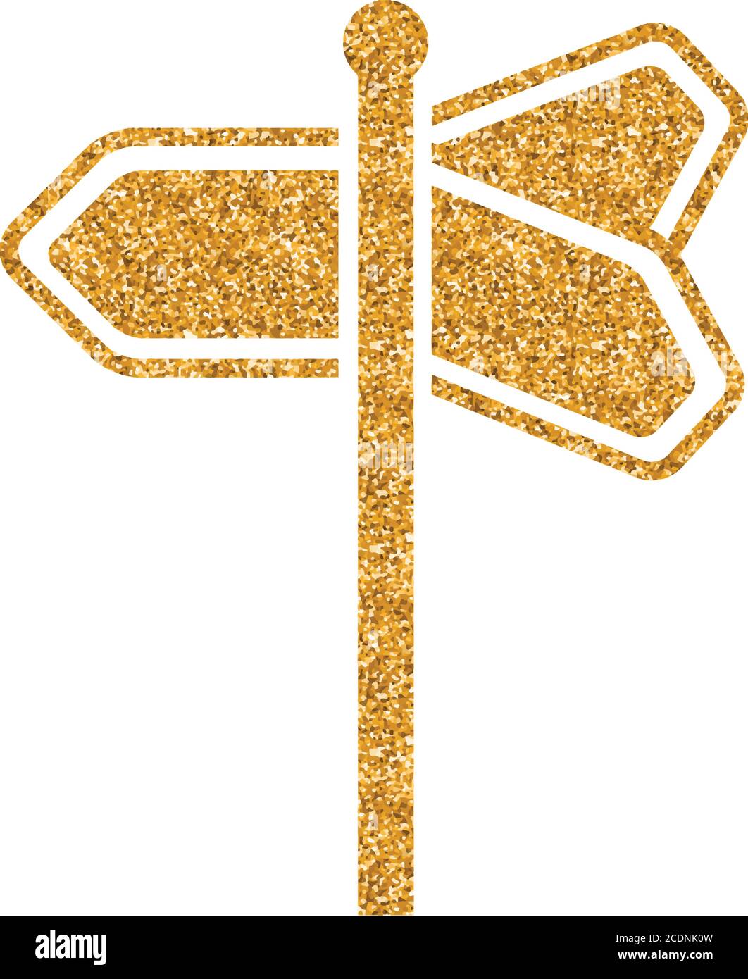 Road sign post icon in gold glitter texture. Sparkle luxury style ...