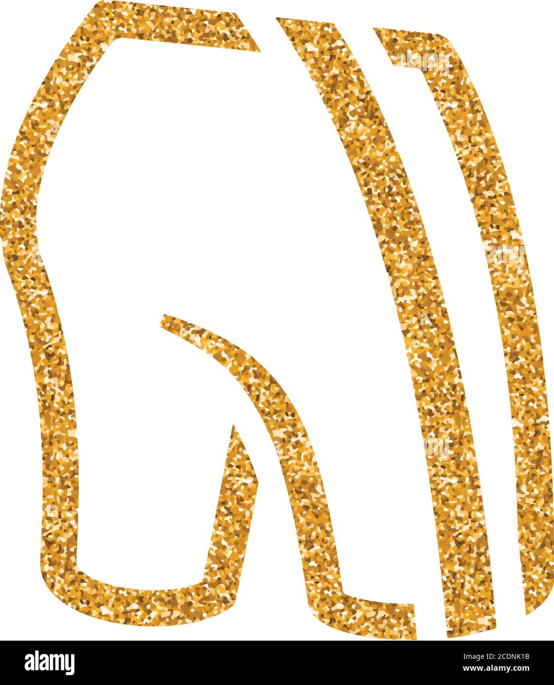 Cycling pants icon in gold glitter texture. Sparkle luxury style vector ...