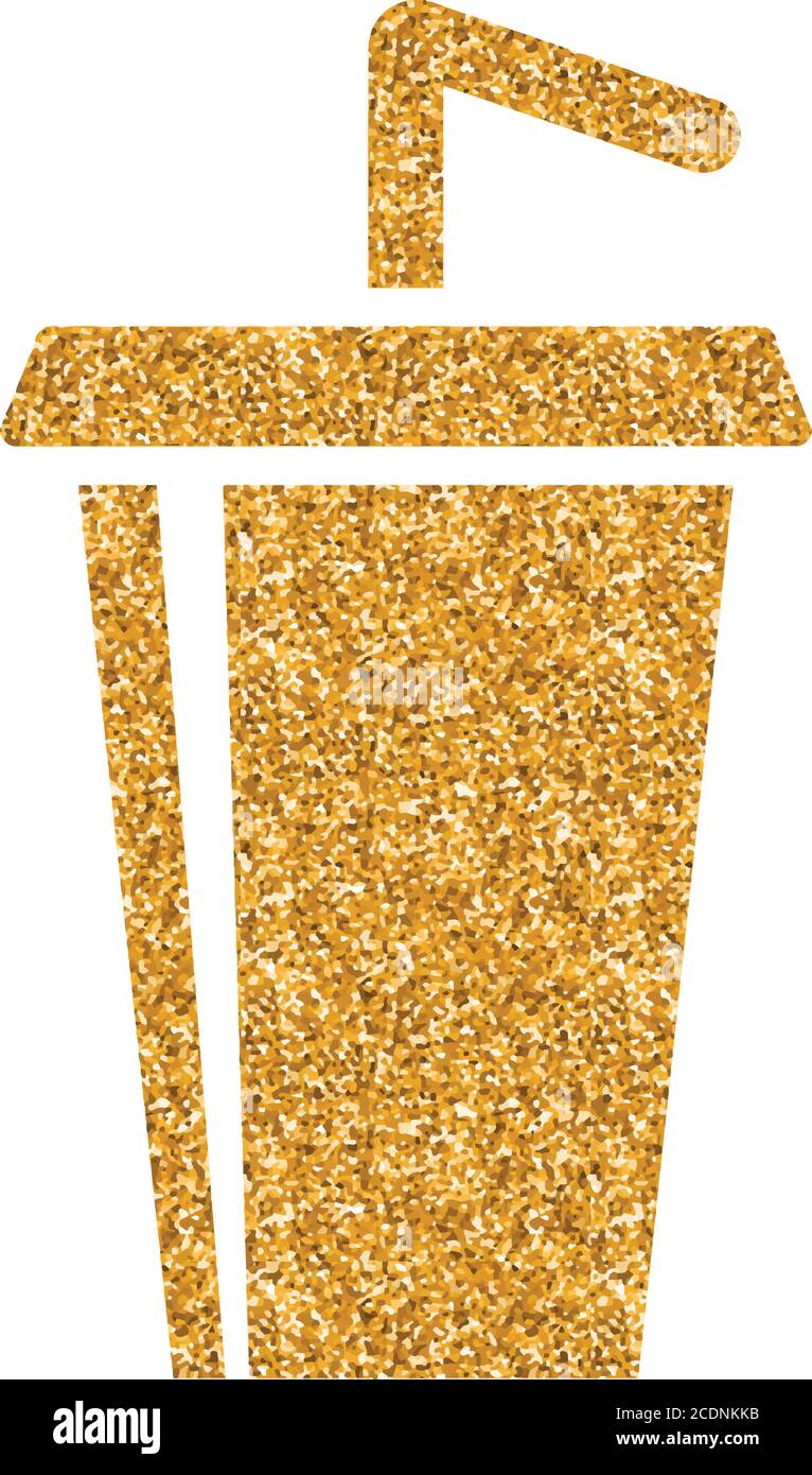 Soft drink icon in gold glitter texture. Sparkle luxury style vector ...