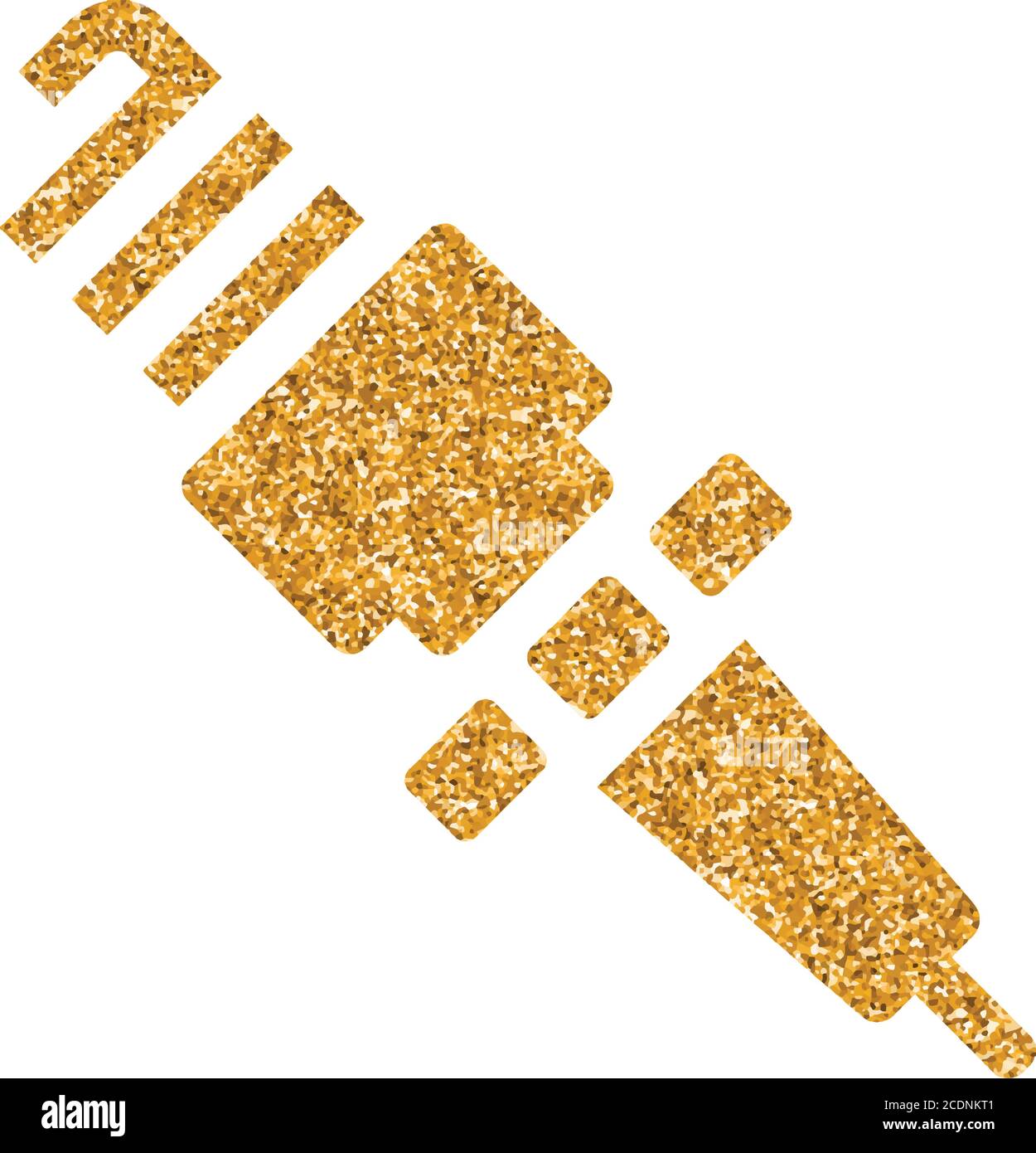 Spark plug icon in gold glitter texture. Sparkle luxury style vector ...