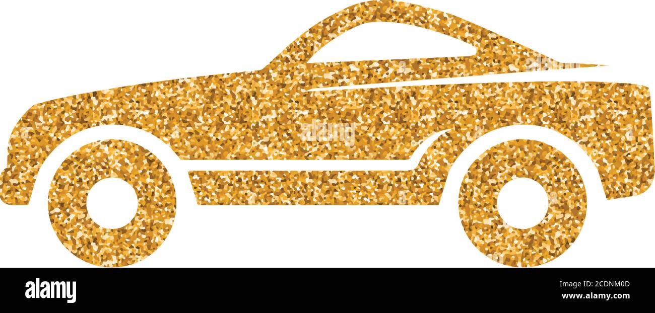 Sport car icon in gold glitter texture. Sparkle luxury style vector ...