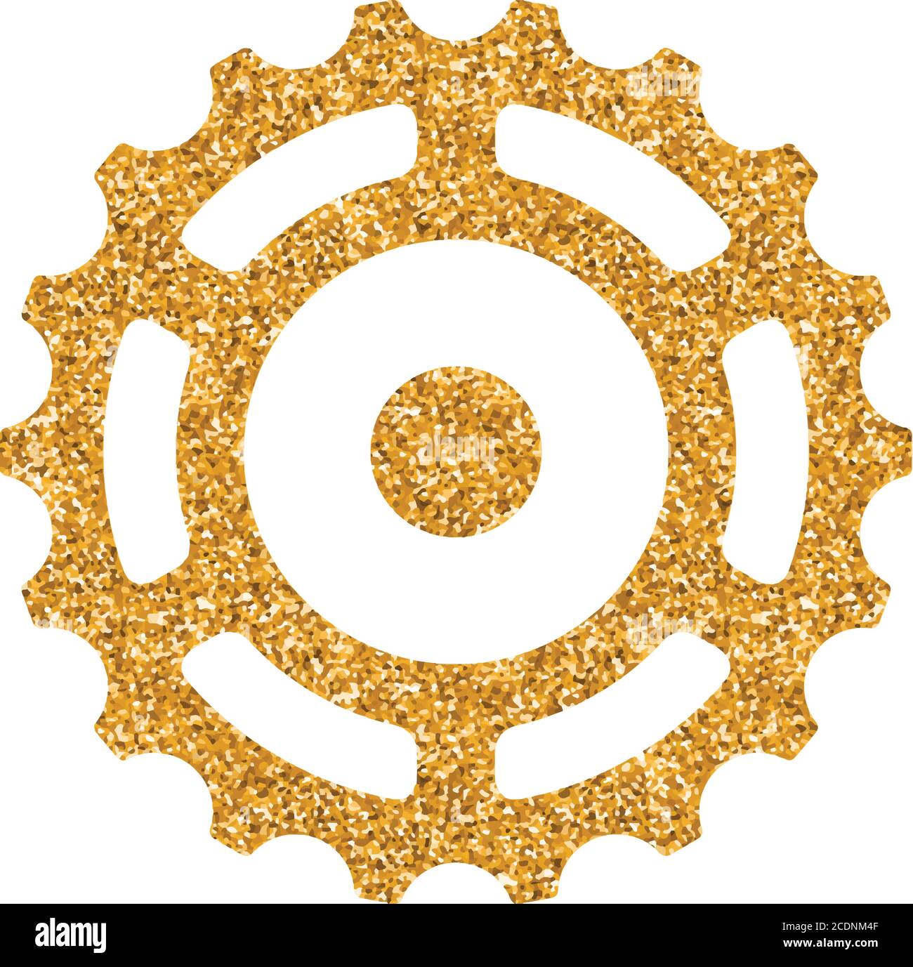 Sprocket icon in gold glitter texture. Sparkle luxury style vector ...