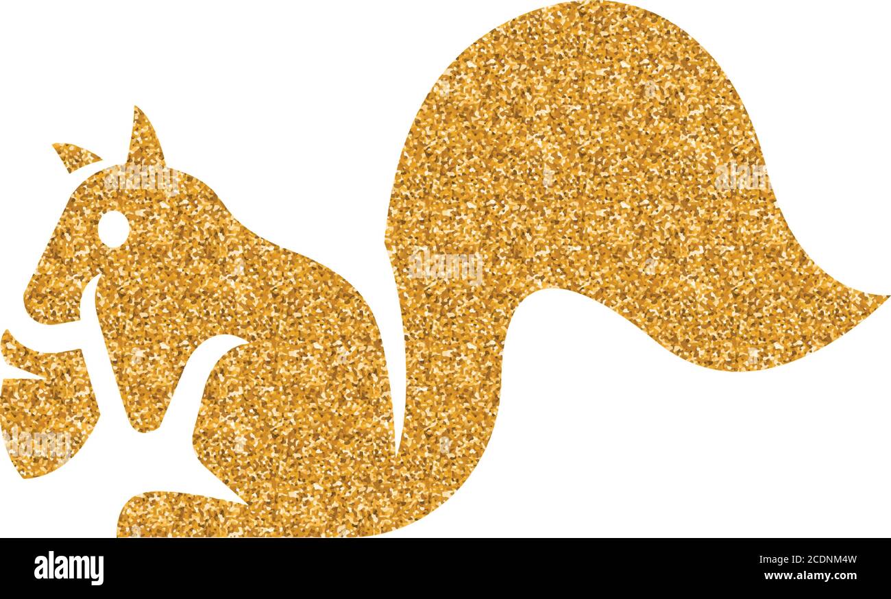 Squirrel icon in gold glitter texture. Sparkle luxury style vector ...