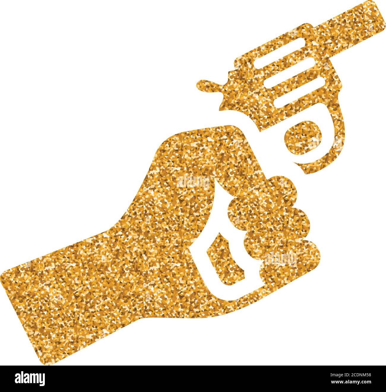 Starting gun icon in gold glitter texture. Sparkle luxury style vector ...