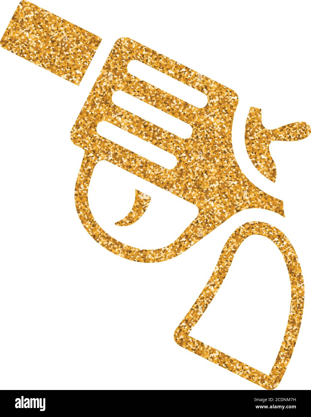 Revolver gun icon in gold glitter texture. Sparkle luxury style vector ...