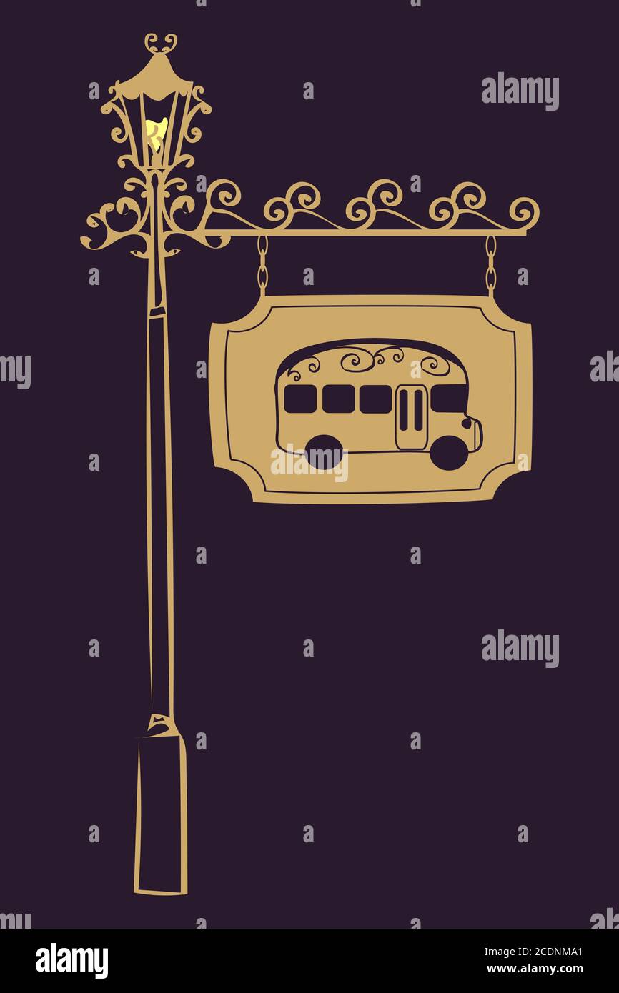 Bus stop vintage road sign Stock Photo - Alamy