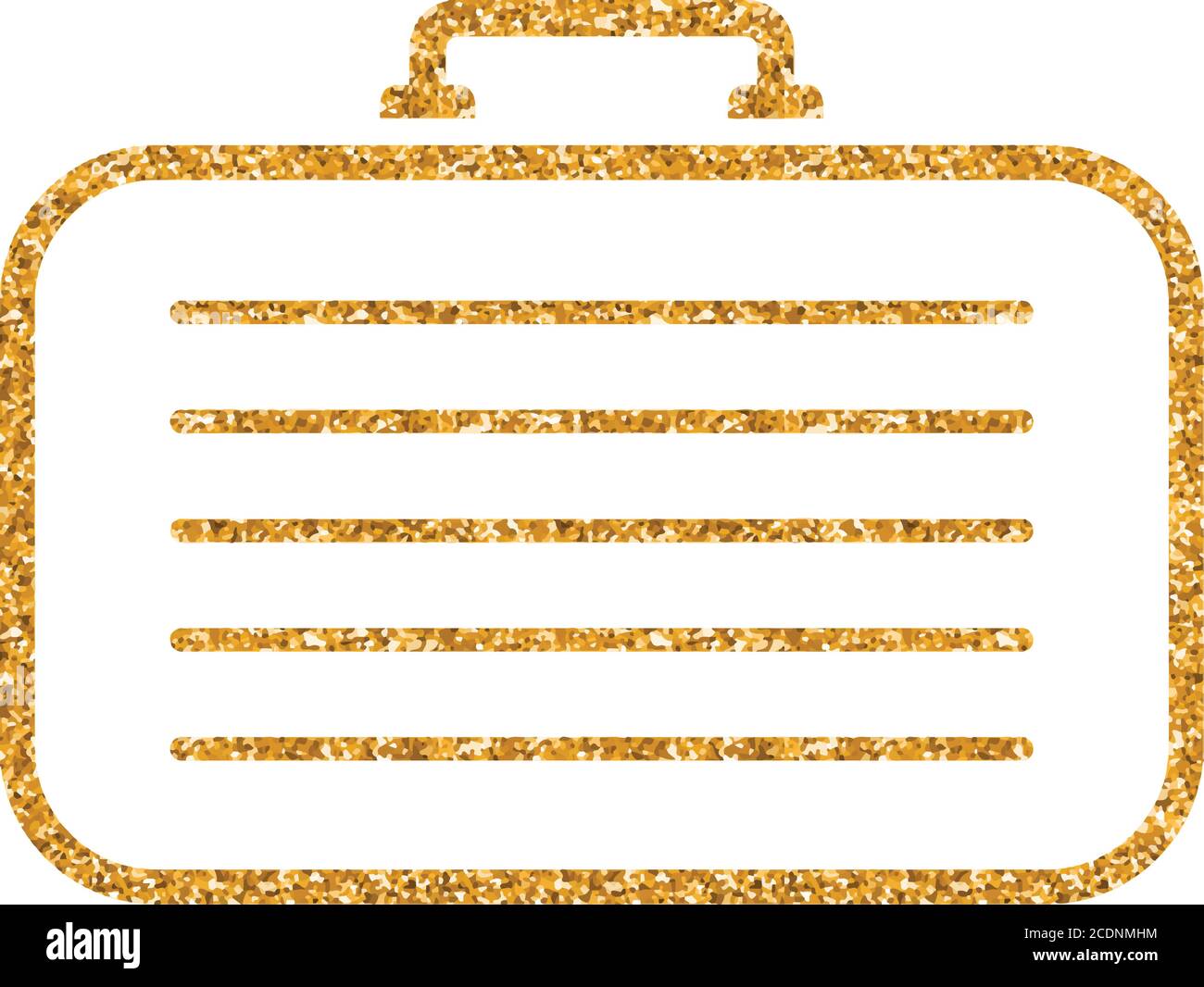 Traveling suitcase icon in gold glitter texture. Sparkle luxury style ...