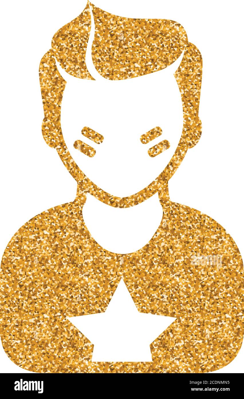 Football fans avatar icon in gold glitter texture. Sparkle luxury style ...