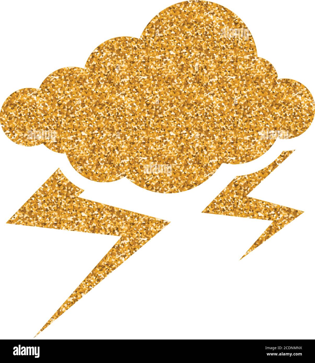 Weather overcast storm icon in gold glitter texture. Sparkle luxury style vector illustration ...