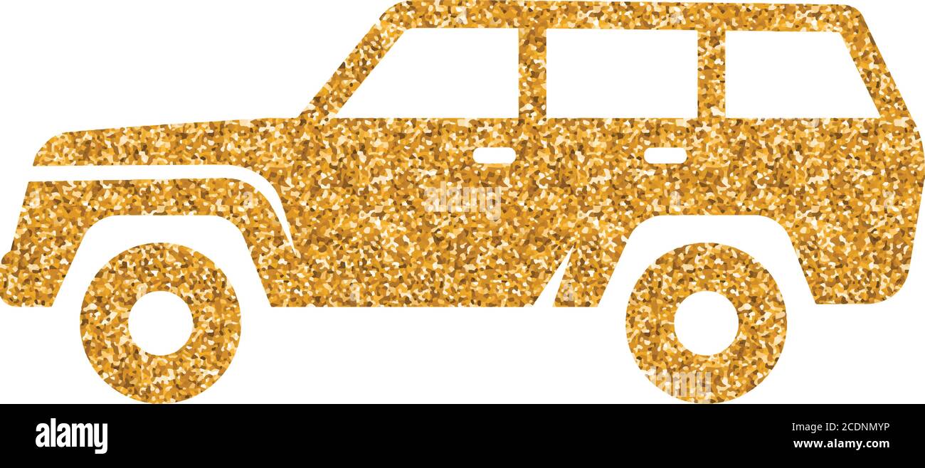 Car icon in gold glitter texture. Sparkle luxury style vector ...