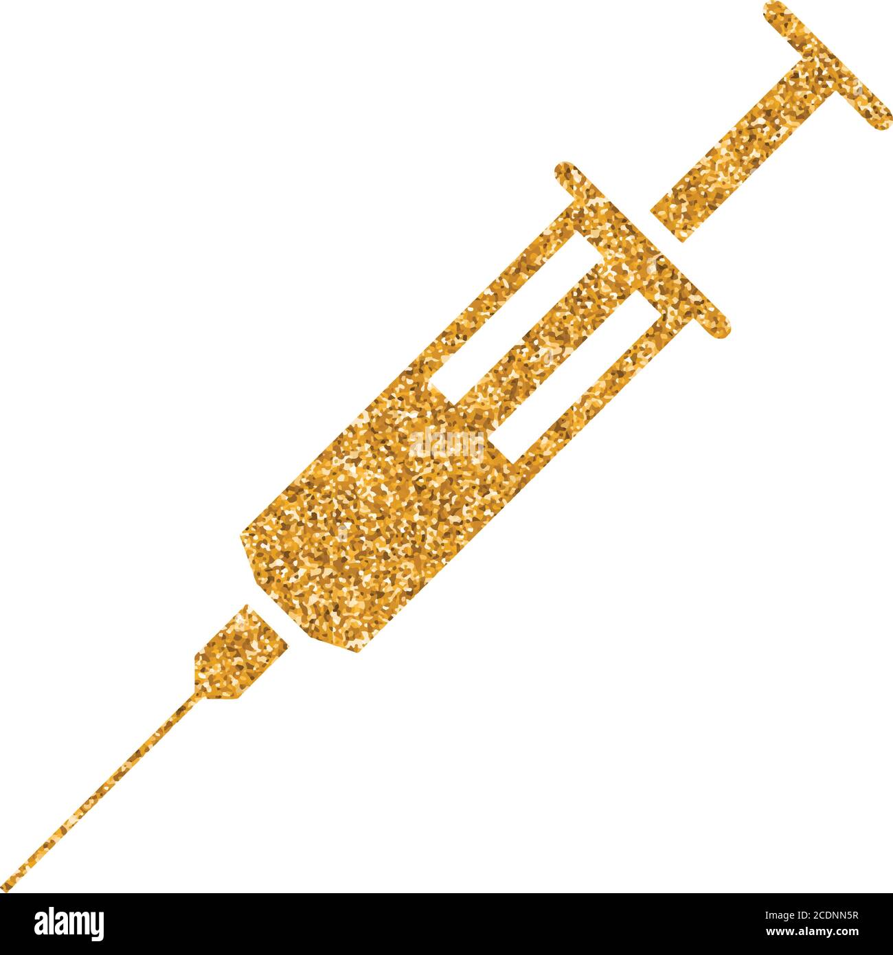Syringe icon in gold glitter texture. Sparkle luxury style vector ...