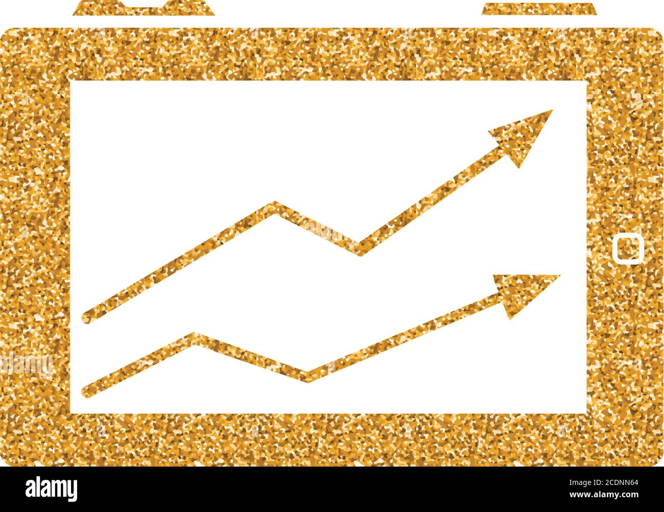 Arrow chart icon in gold glitter texture. Sparkle luxury style vector ...