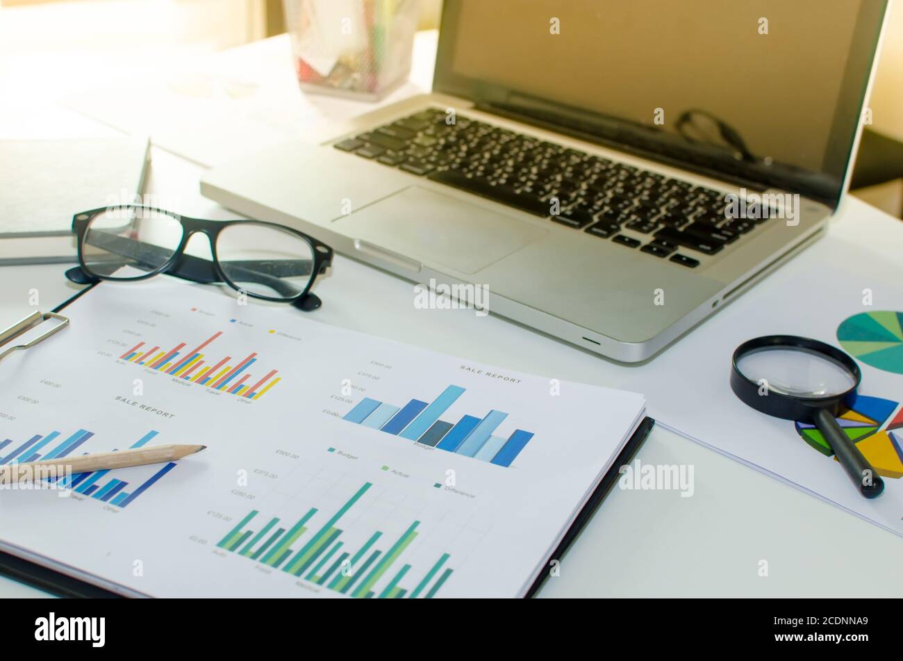 computer and graphs Stock Photo - Alamy