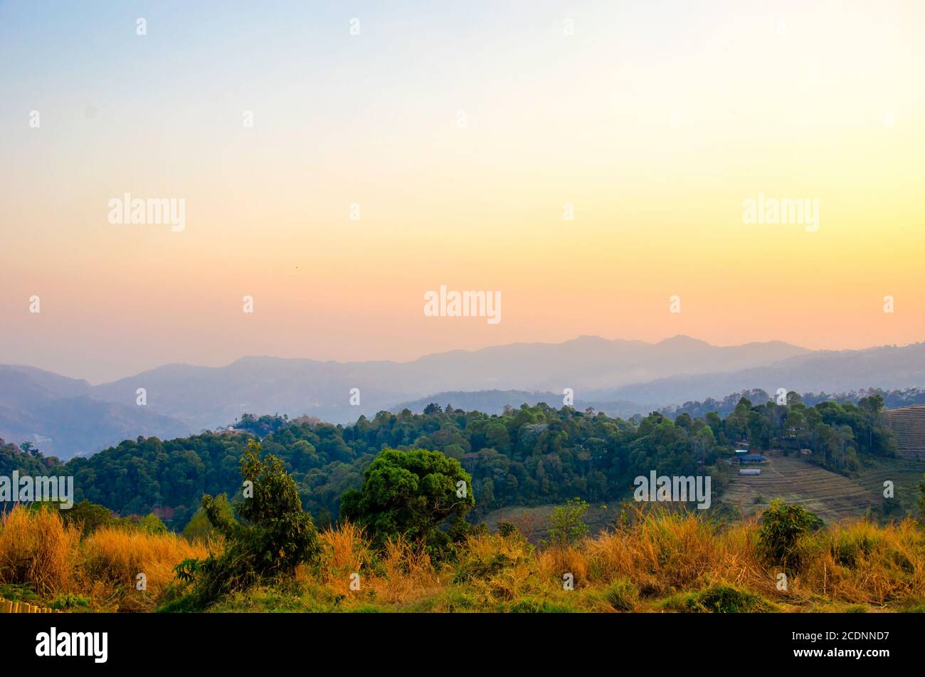 Mountain sunset sky Stock Photo - Alamy