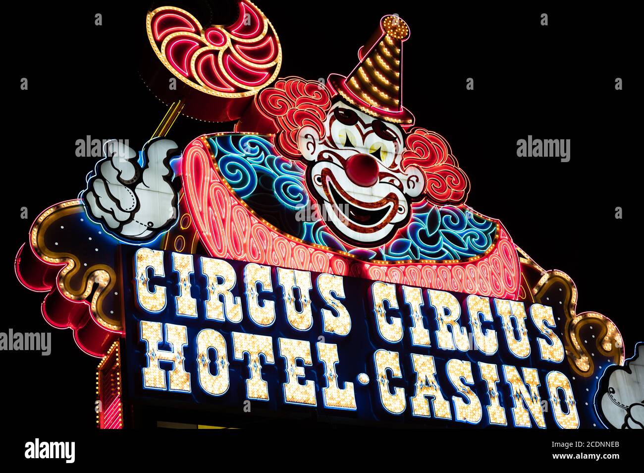 Neon sign of Circus Circus Hotel and Casino visible from the strip in ...