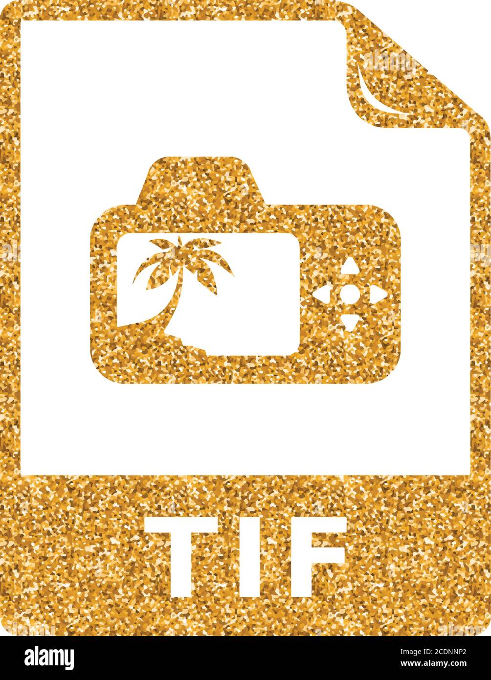 TIF file format icon in gold glitter texture. Sparkle luxury style ...