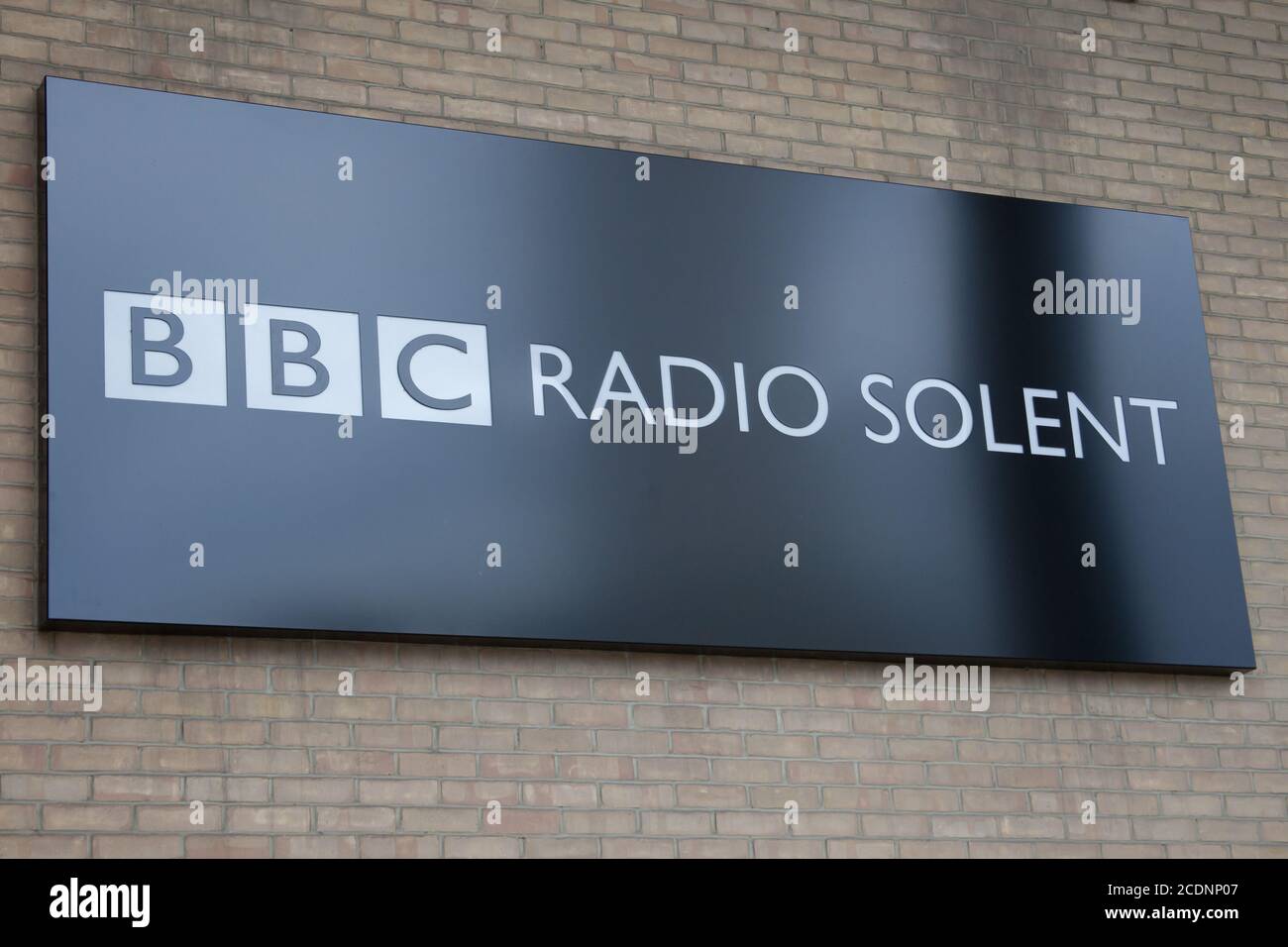 The BBC Radio Solent sign at a station in Southampton in the UK, taken ...