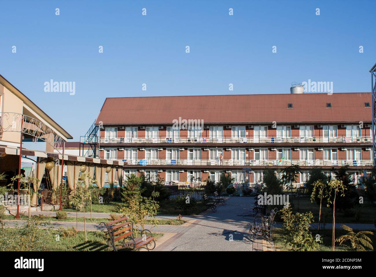 the building of the beach complex with clear sky Stock Photo - Alamy