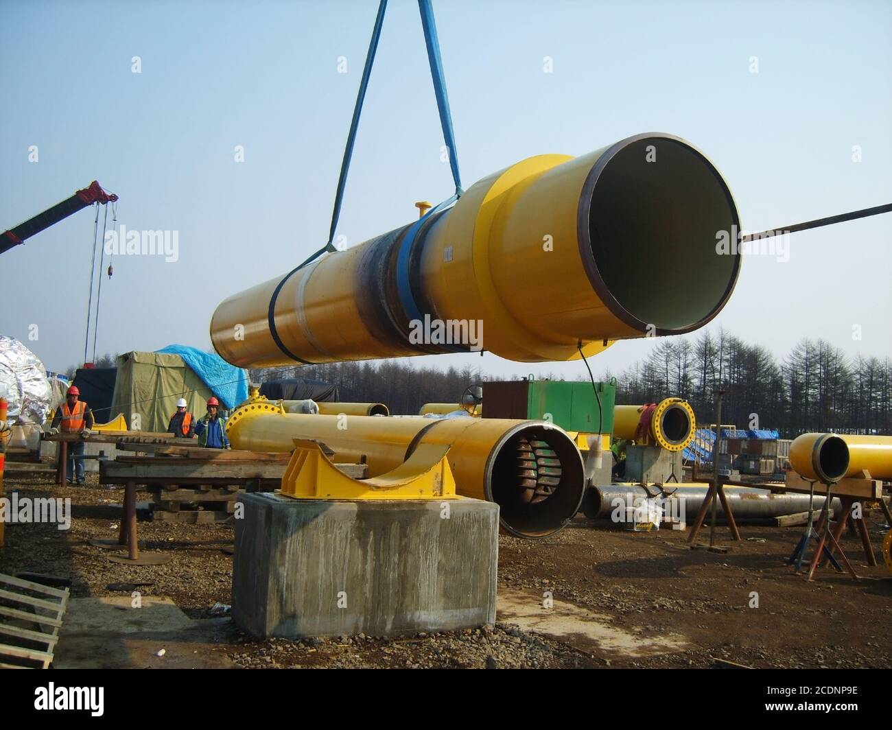 Construction of gas pipeline on the ground Stock Photo - Alamy
