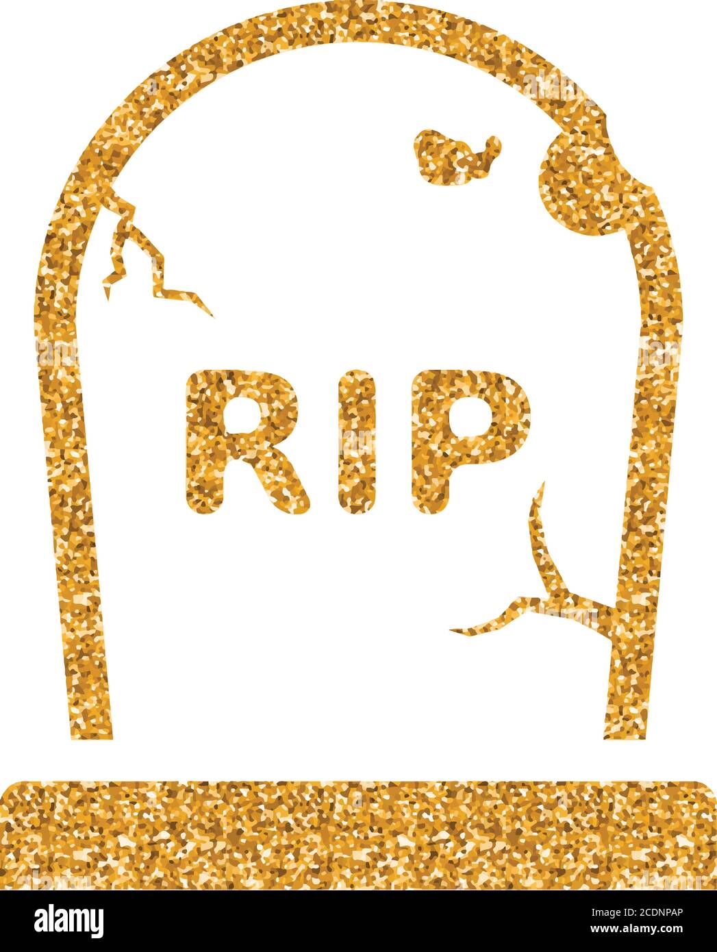 Tomb stone icon in gold glitter texture. Sparkle luxury style vector ...
