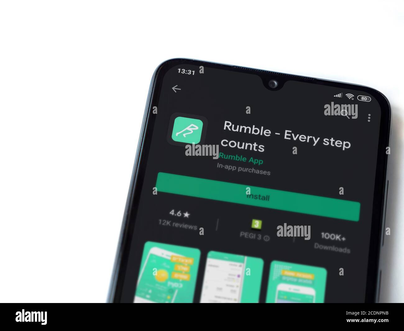 Lod, Israel - July 8, 2020: Rumble app play store page on the display ...