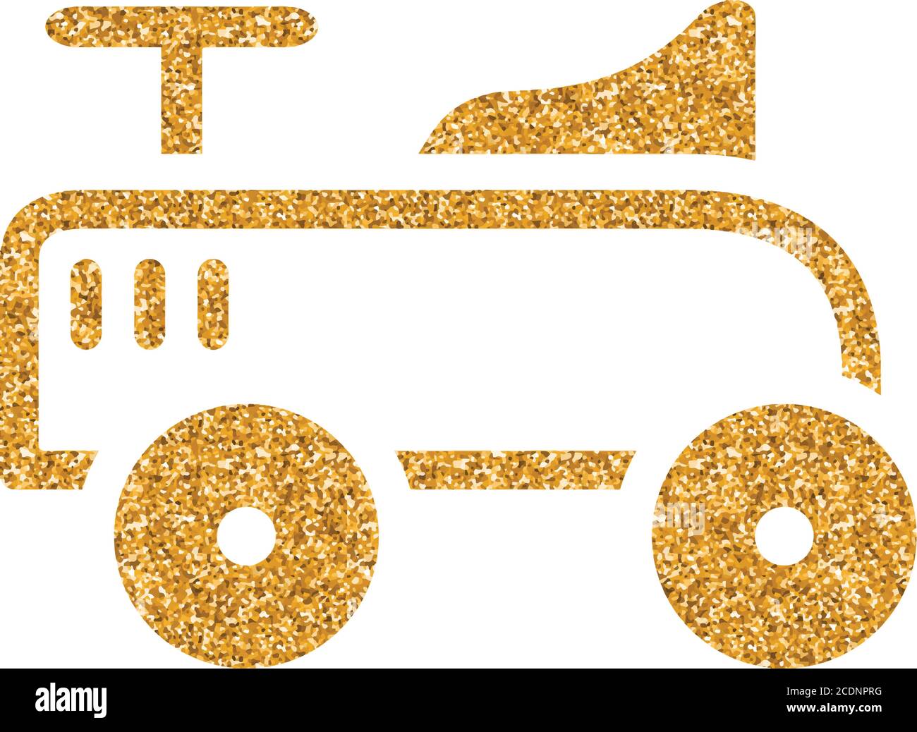 Toy car icon in gold glitter texture. Sparkle luxury style vector ...