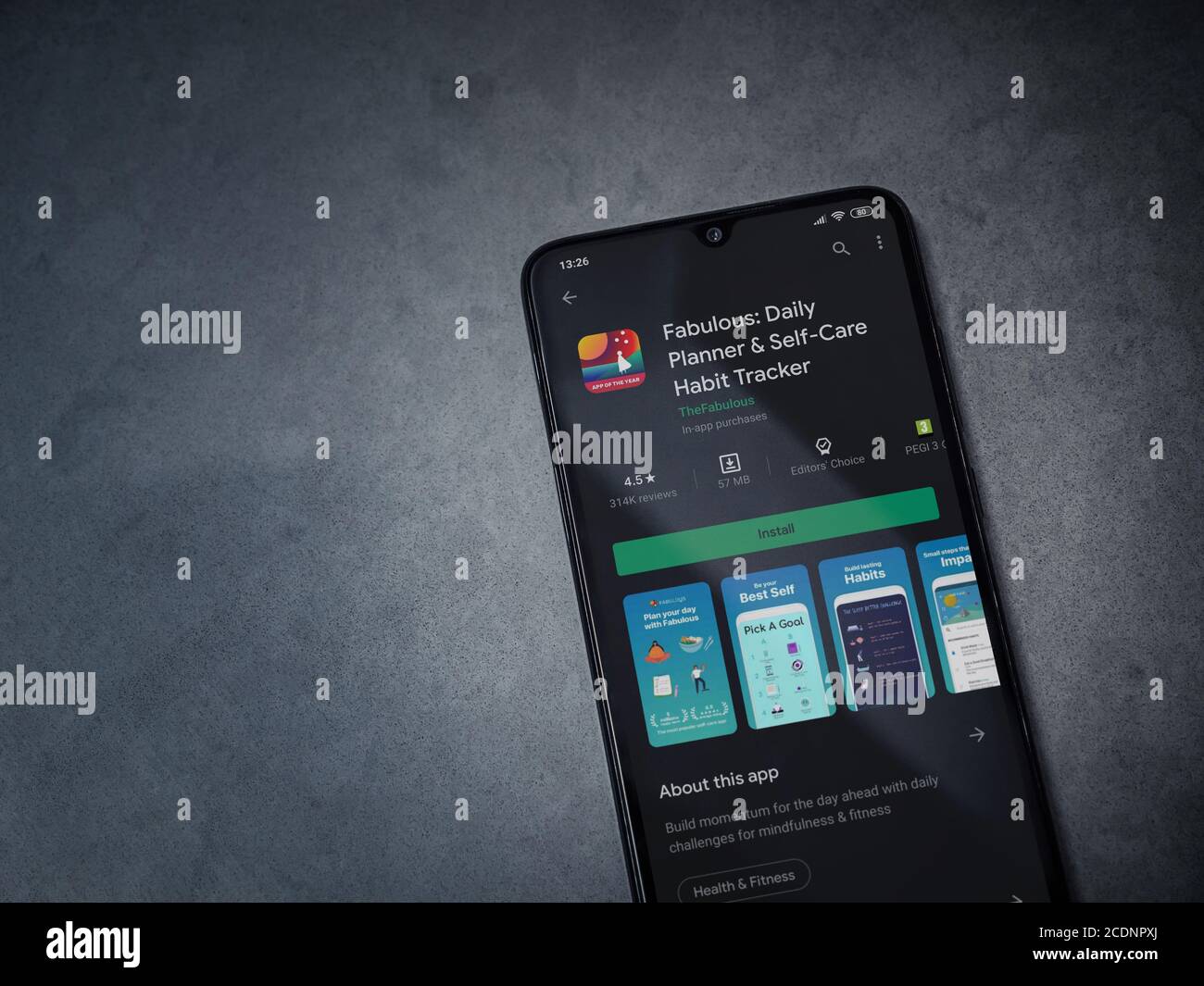 Lod, Israel - July 8, 2020: Fabulous app play store page on the display ...