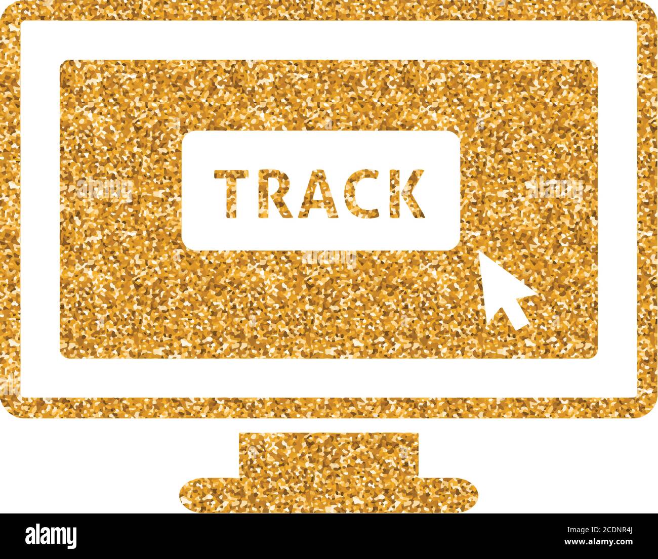 Tracking monitor icon in gold glitter texture. Sparkle luxury style ...